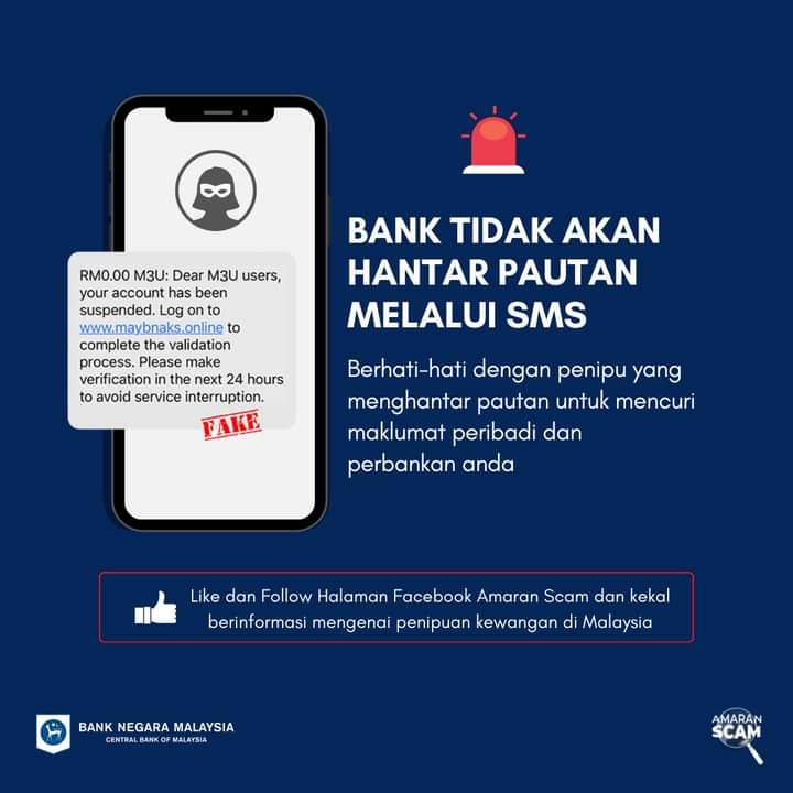SCAMMER: Bank Tidak Akan Menghantar Pautan Melalui SMS - PrezCom